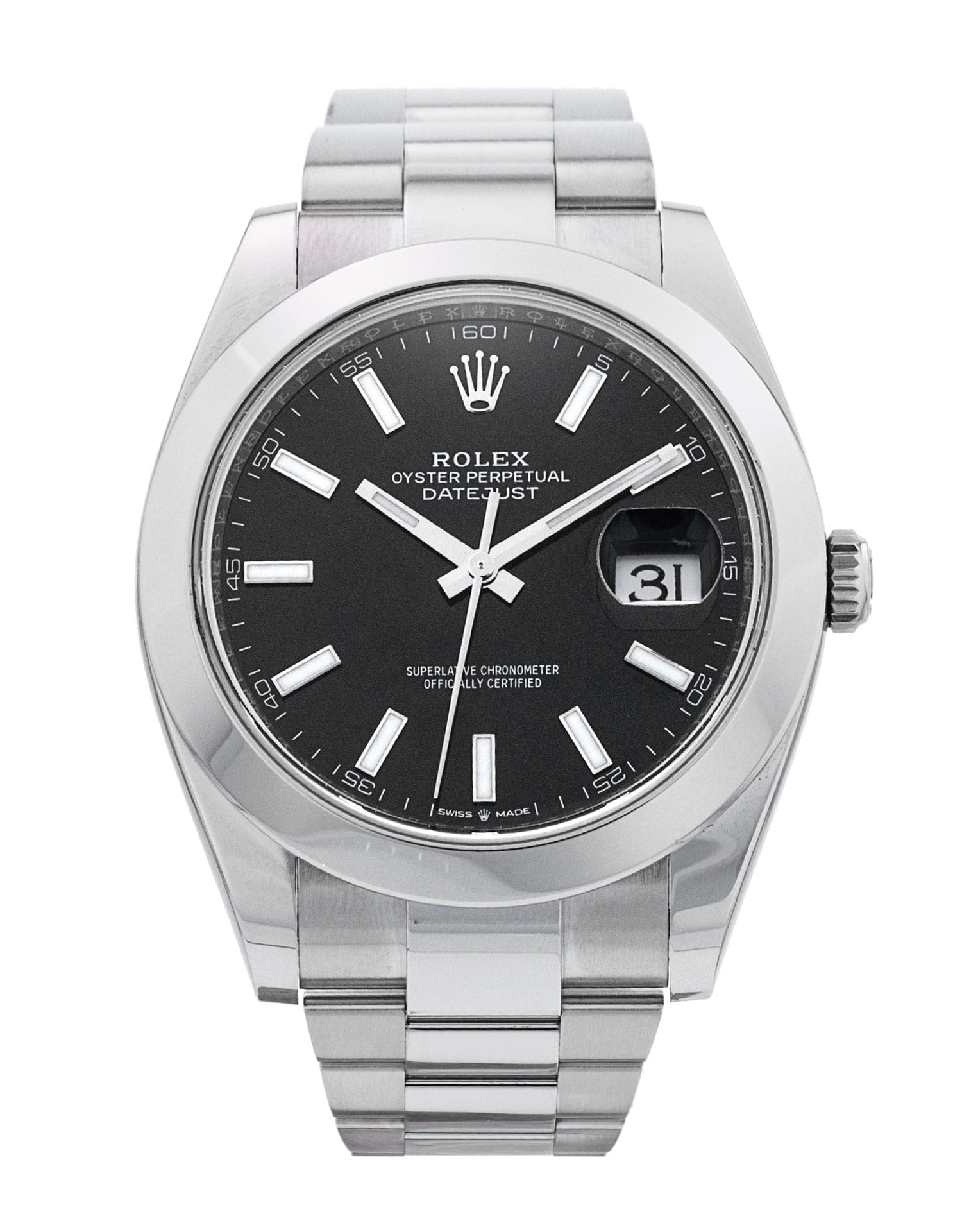 Rolex Datejust 41 126300 - Black Baton Dial & Bracelet Strap