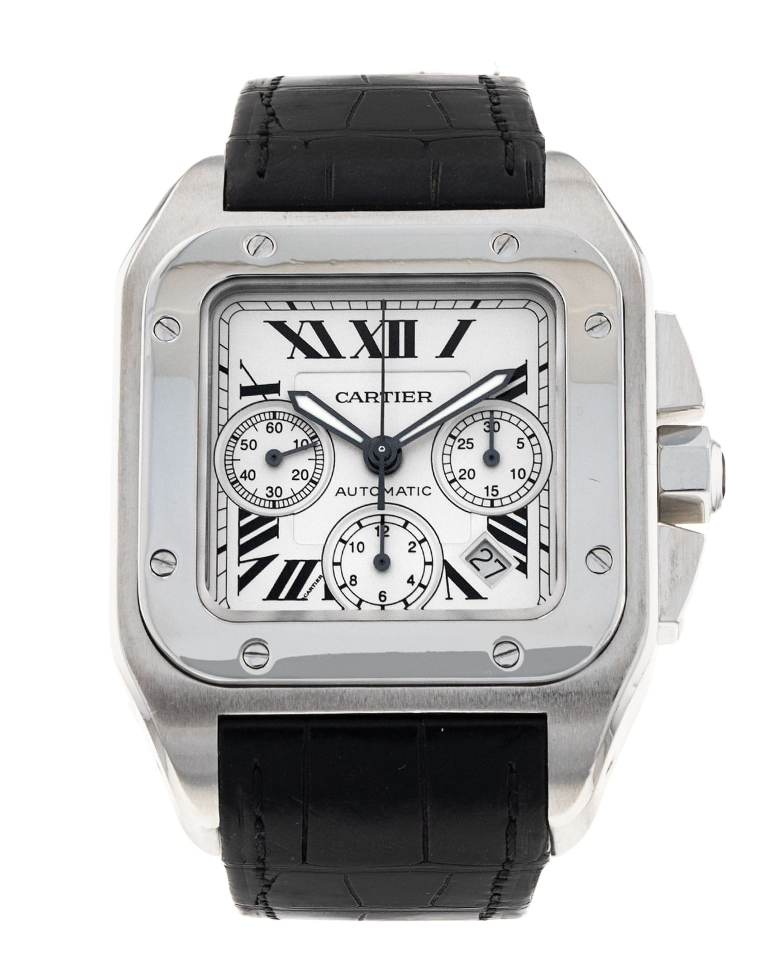 Cartier Santos 100 - Silver Roman Numeral Dial