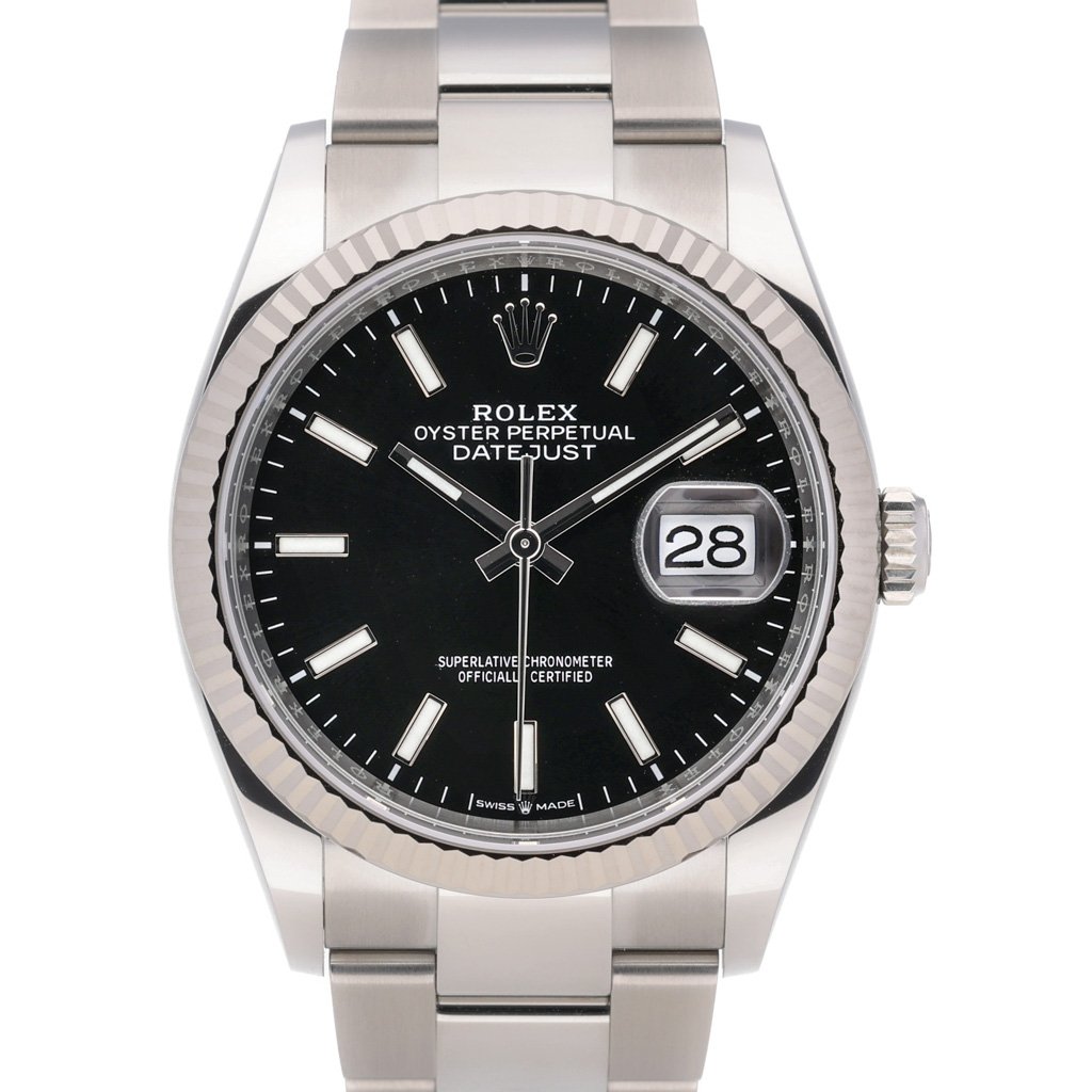 Rolex Datejust 126234 - Black Baton Dial & Bracelet Strap