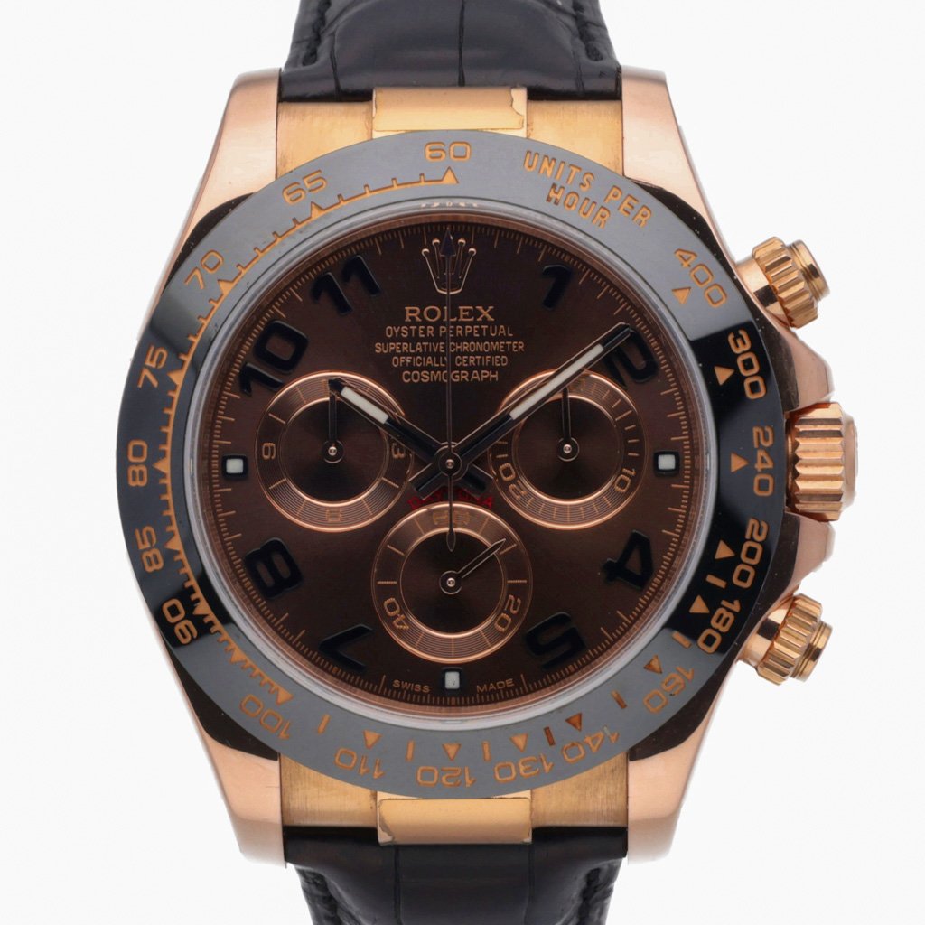 Rolex Daytona 116515 LN - Black Baton Dial & Leather Strap