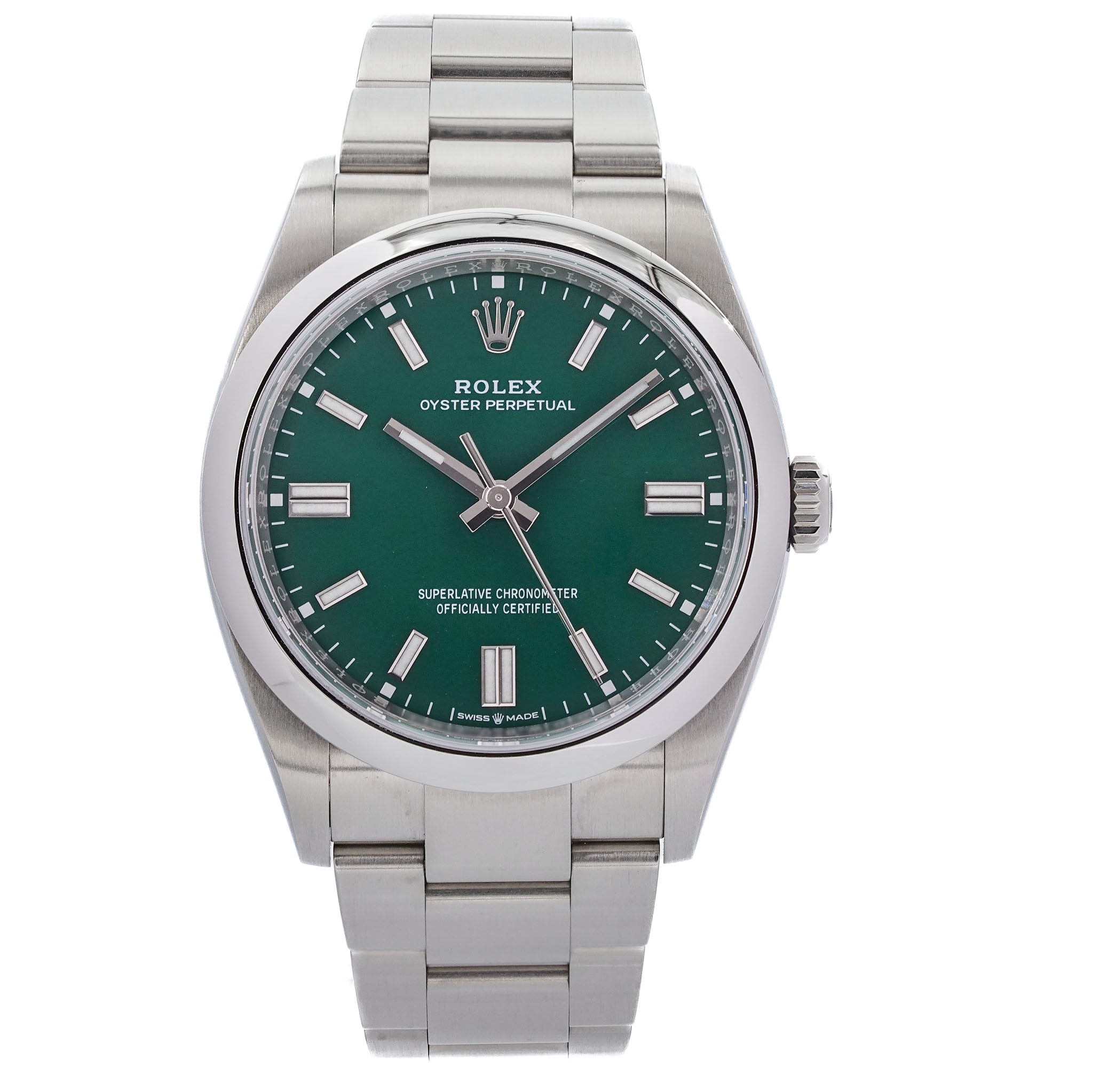Rolex Oyster Perpetual - Green Baton Dial & Bracelet Strap