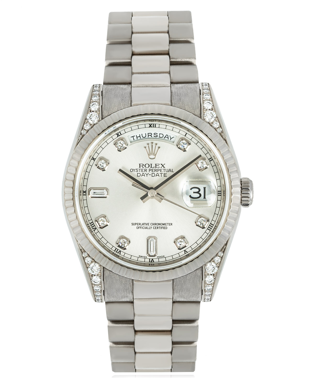 Rolex Day-Date 118339 - Silver Diamond Dial & Bracelet Strap