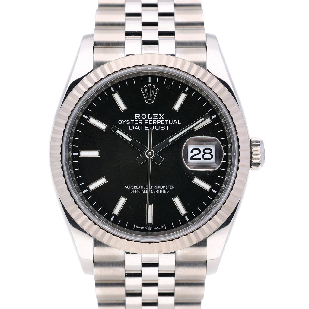 Rolex Datejust 126234 - Black Baton Dial & Bracelet Strap