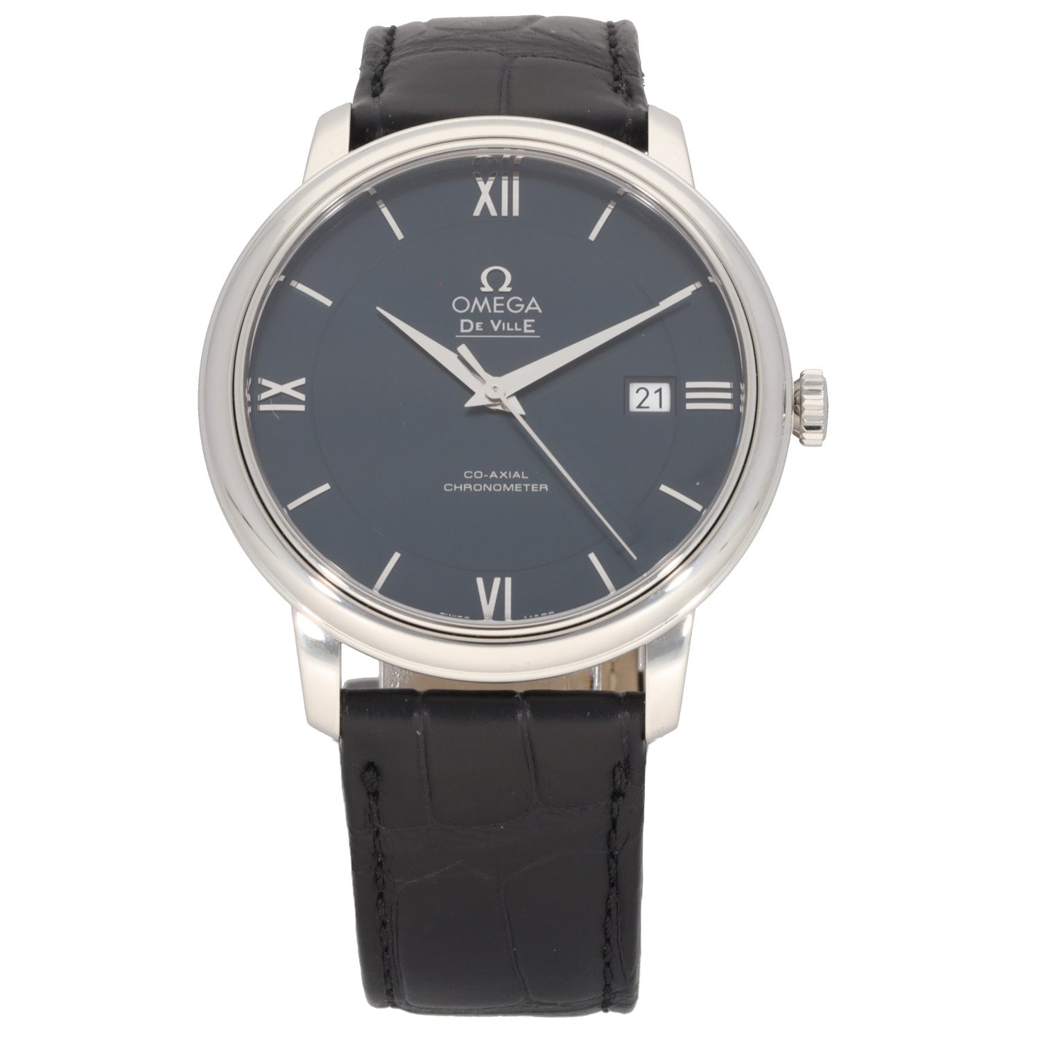 Omega De Ville Prestige - Blue Quarter Roman Numeral Dial