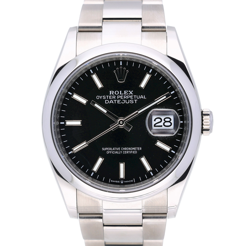 Rolex Datejust 126200 - Black Baton Dial & Bracelet Strap
