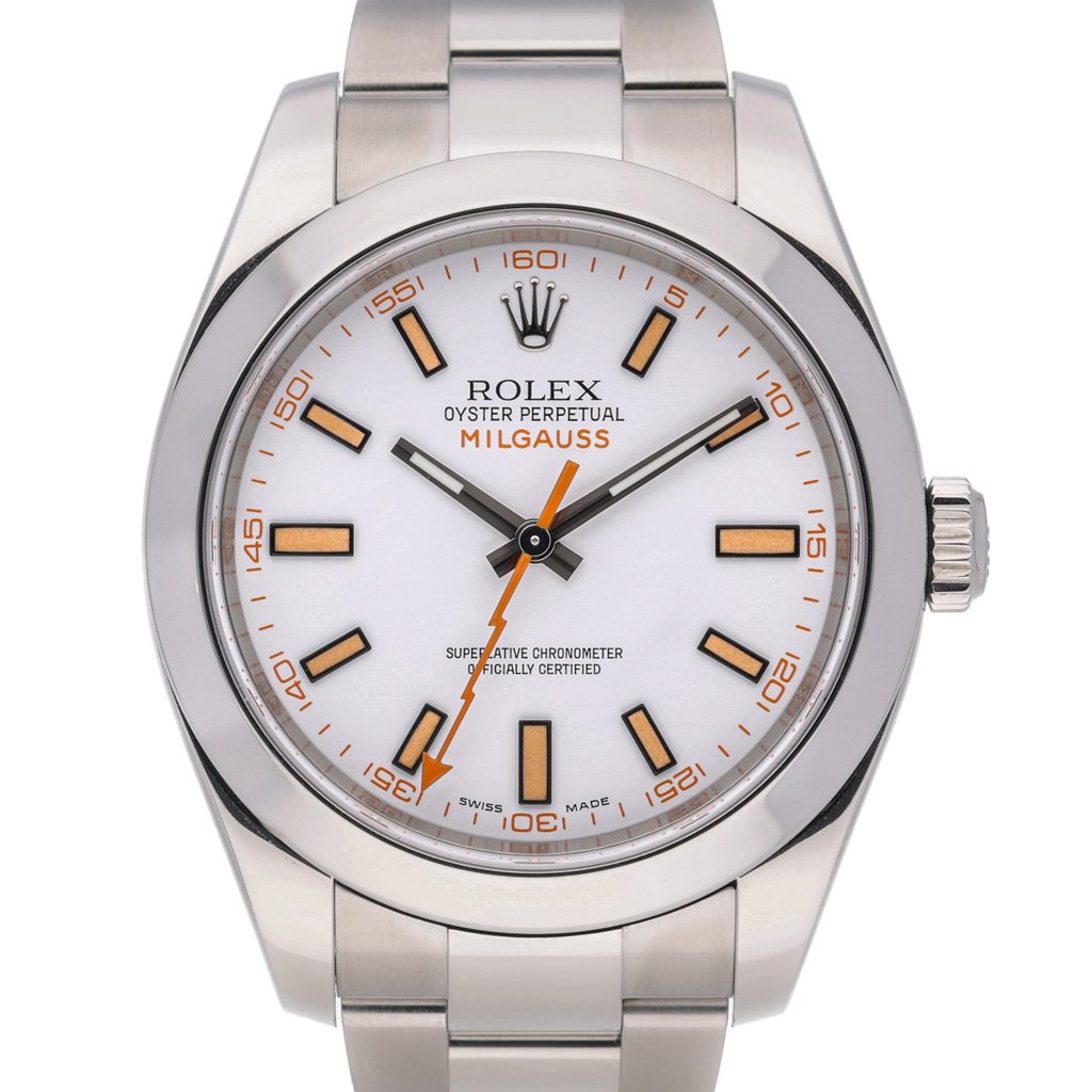 Rolex Milgauss 116400 - White Baton Dial & Bracelet Strap