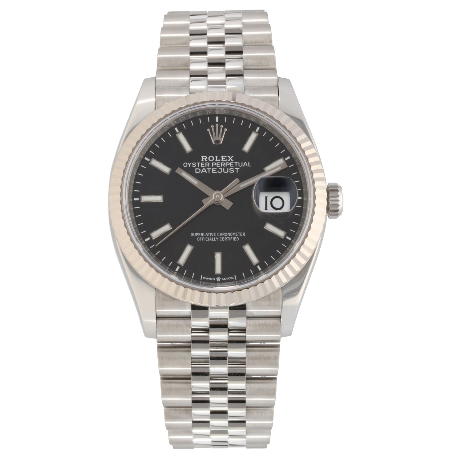 Rolex Datejust 126234 - Black Baton Dial & Bracelet Strap