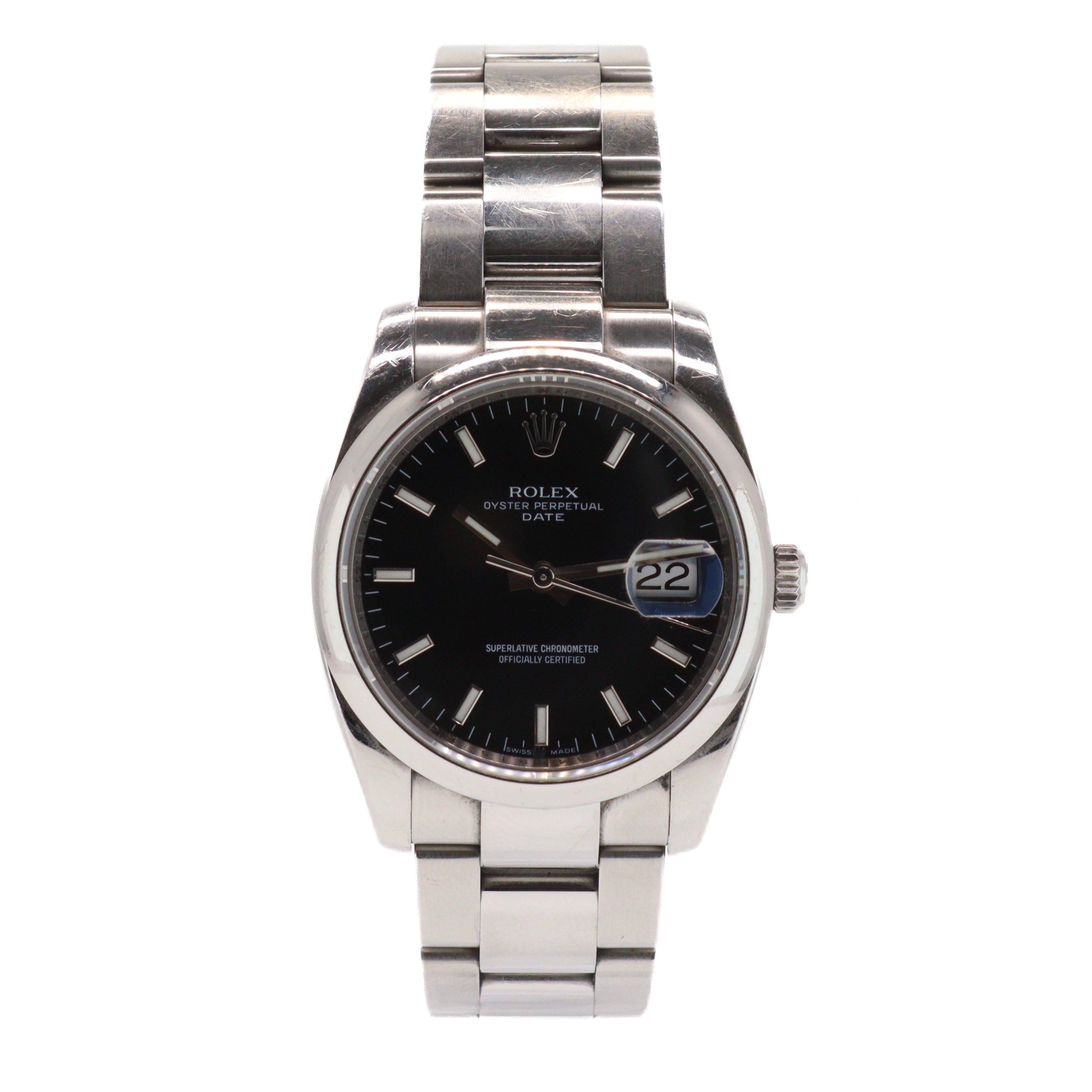 Rolex Oyster Perpetual Date - Black Baton Dial
