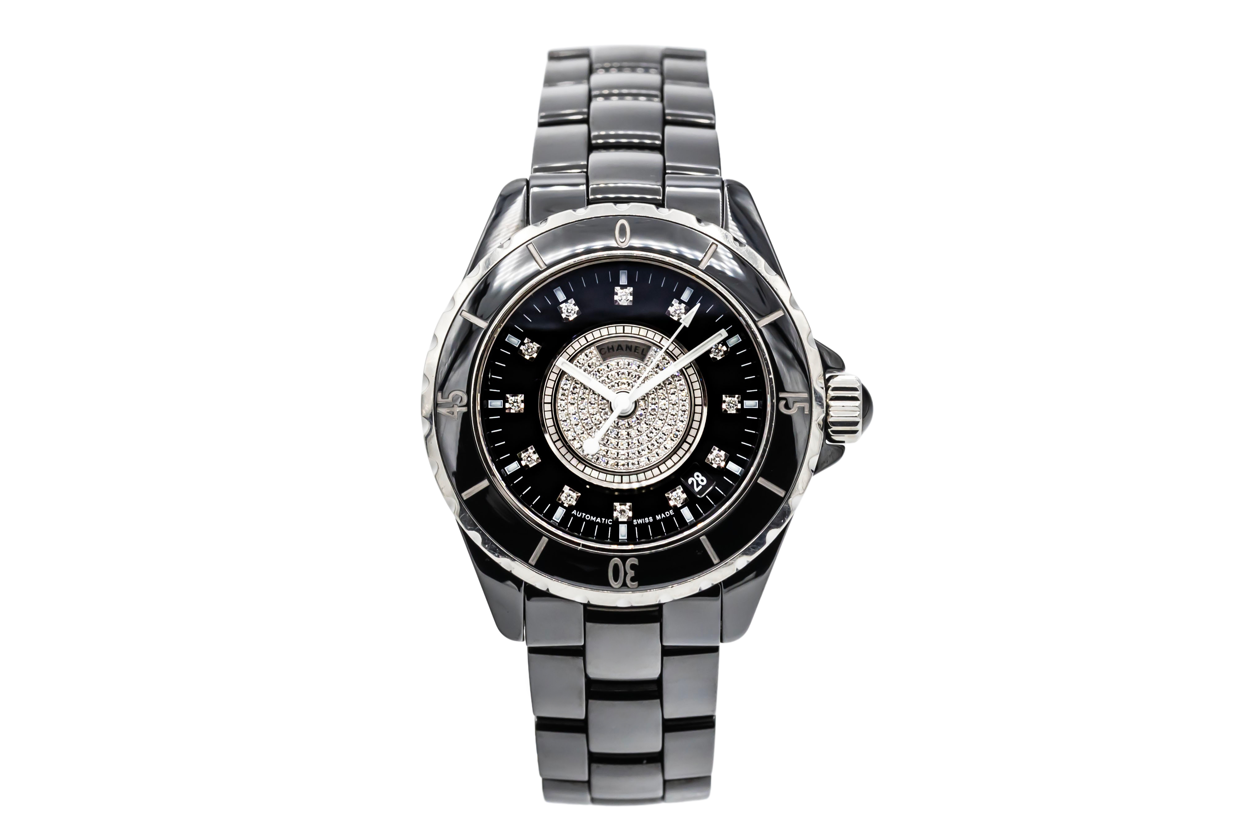 Chanel J12 H1757 - Black Diamond Dial & Bracelet Strap