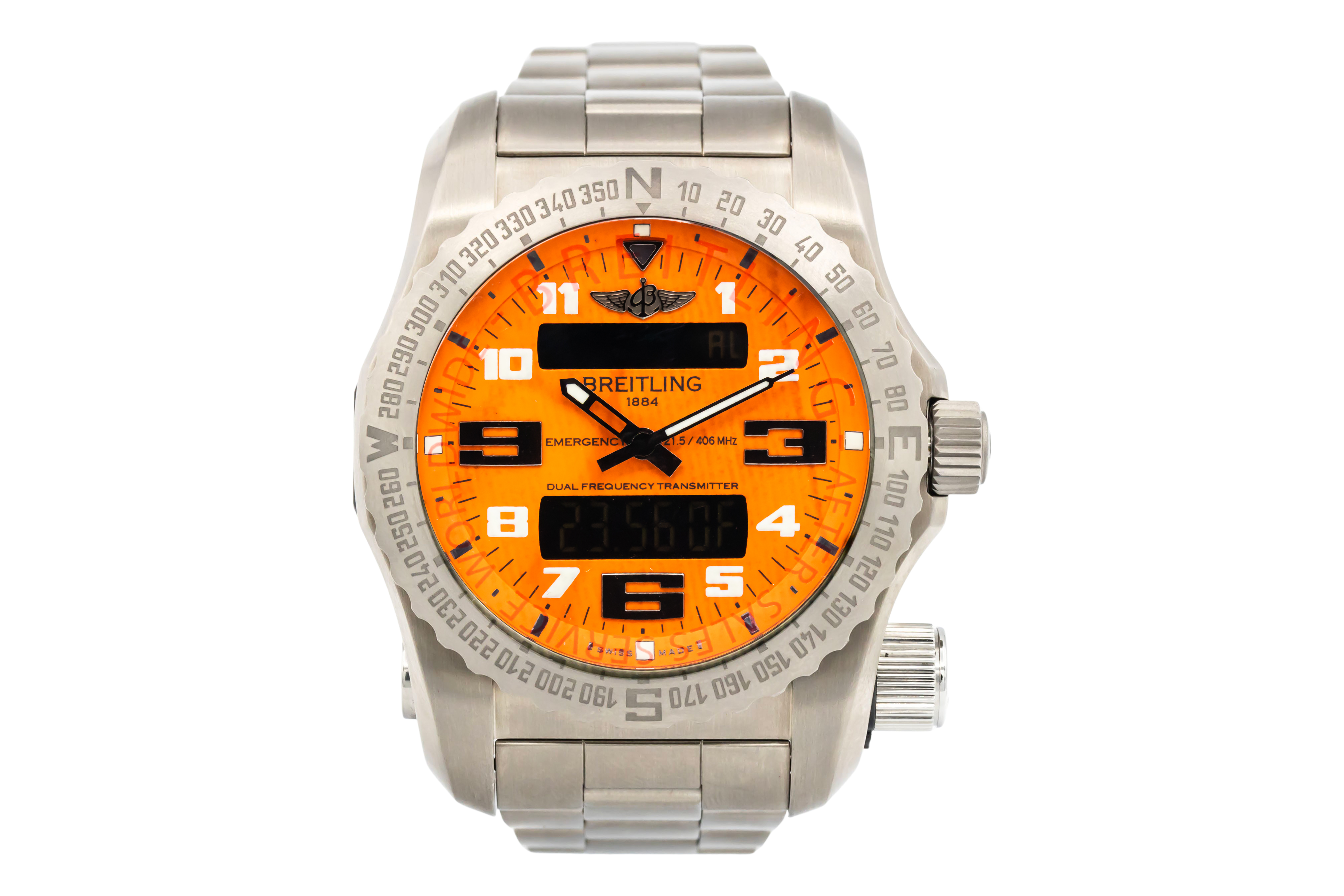 Breitling Emergency - Orange Arabic Dial & Bracelet Strap