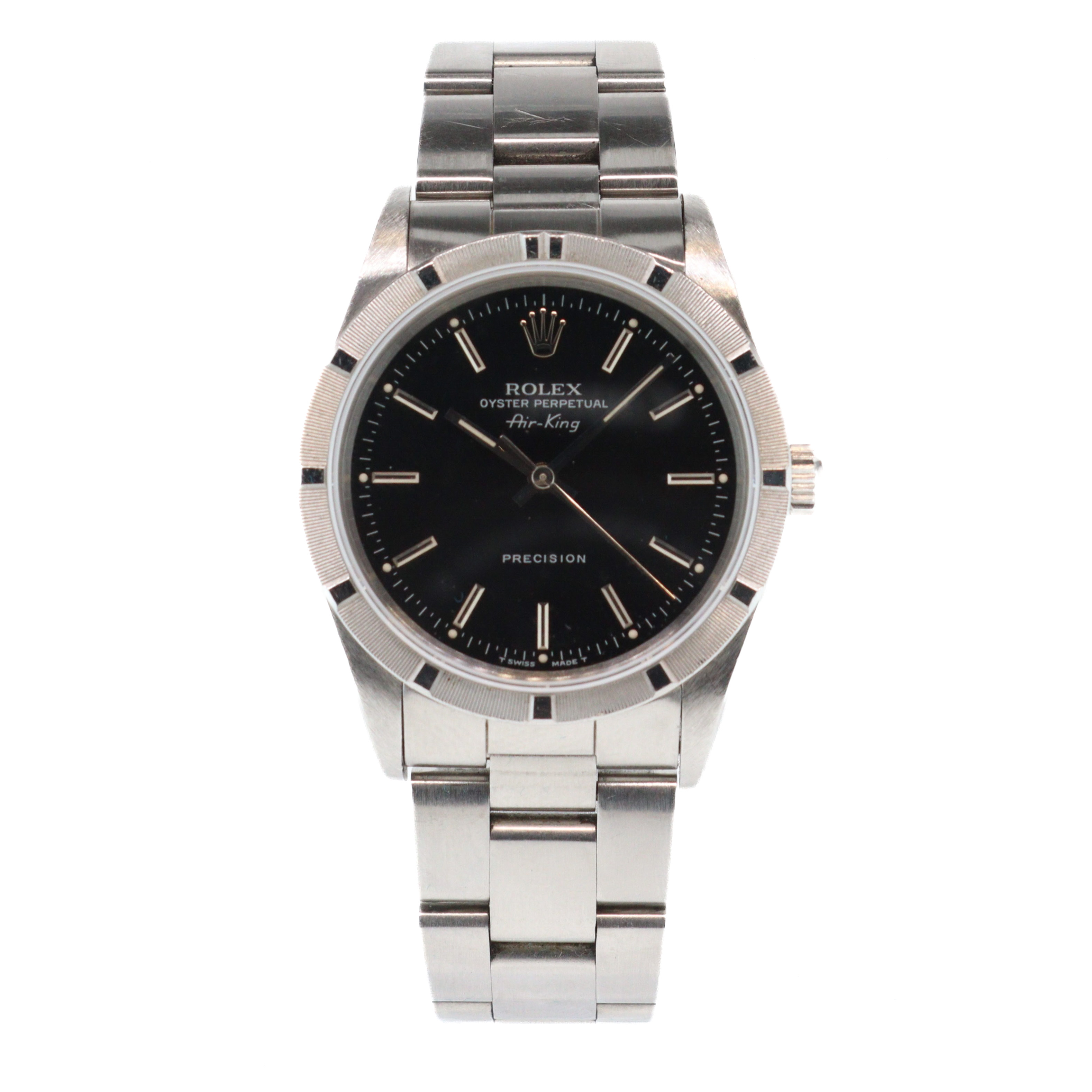 Rolex Air-King 14010 - Black Baton Dial & Bracelet Strap