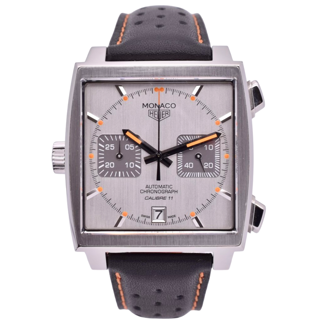 Tag Heuer Monaco - Silver Baton Dial & Leather Strap