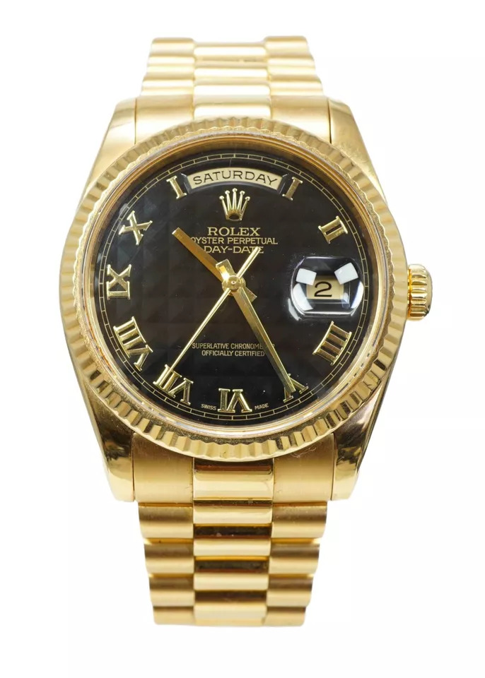 Rolex Day-Date - Black Baton - Roman Numeral Dial
