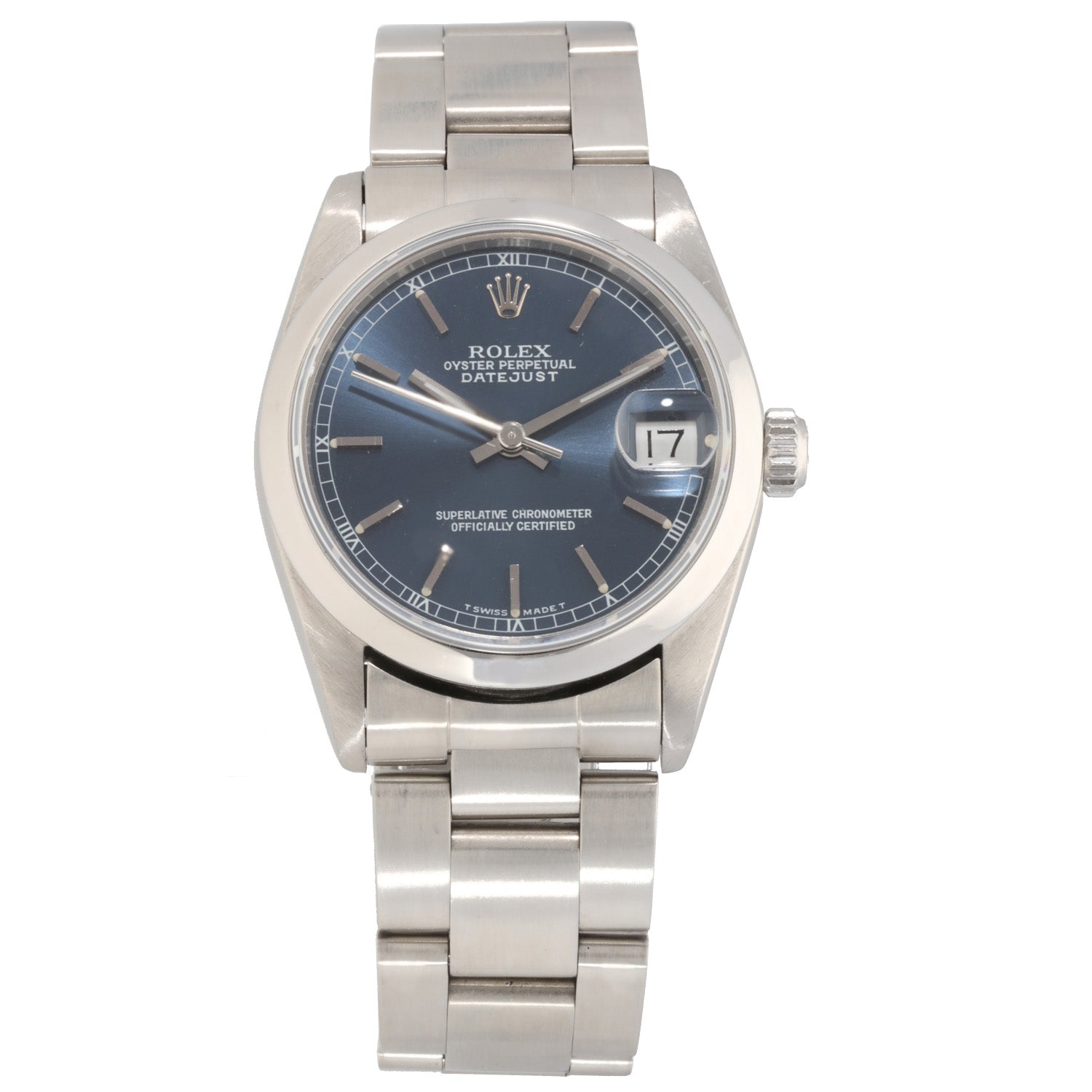 Rolex Mid-Size Datejust - Blue Baton Dial & Bracelet Strap