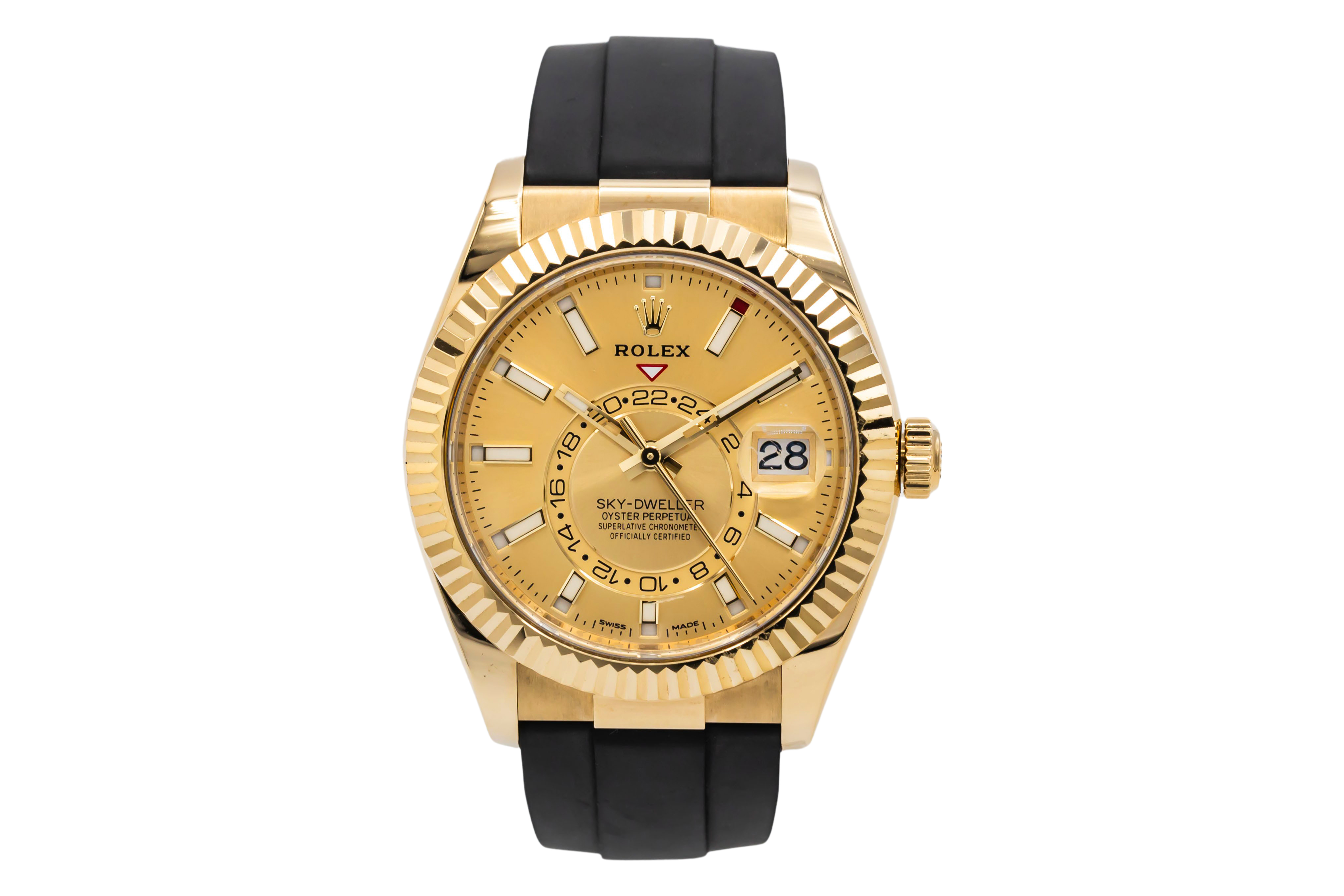 Rolex Sky-Dweller - Champagne Baton Dial & Rubber Strap